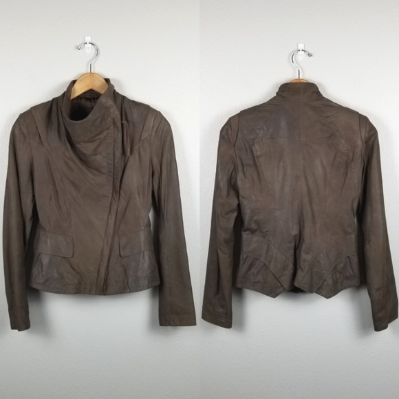 McGinn | Jackets & Coats | Mcginn Brown Leather Distressed Moto ...